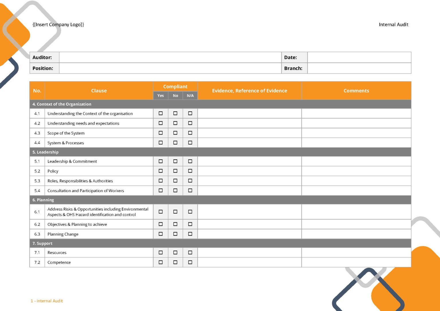 Form - Internal Audit | IHSEQ