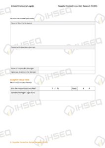 Form - Supplier Corrective Action Request (SCAR) | IHSEQ